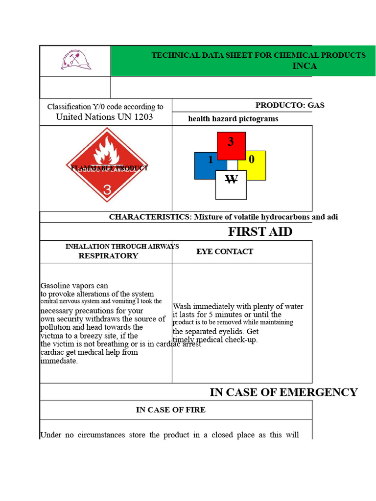 Gasoline Card | PDF | Gasoline | Occupational Safety And Health