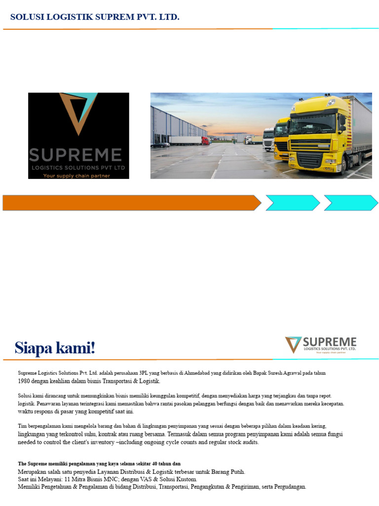 Profil Perusahaan Supreme Logistics | PDF