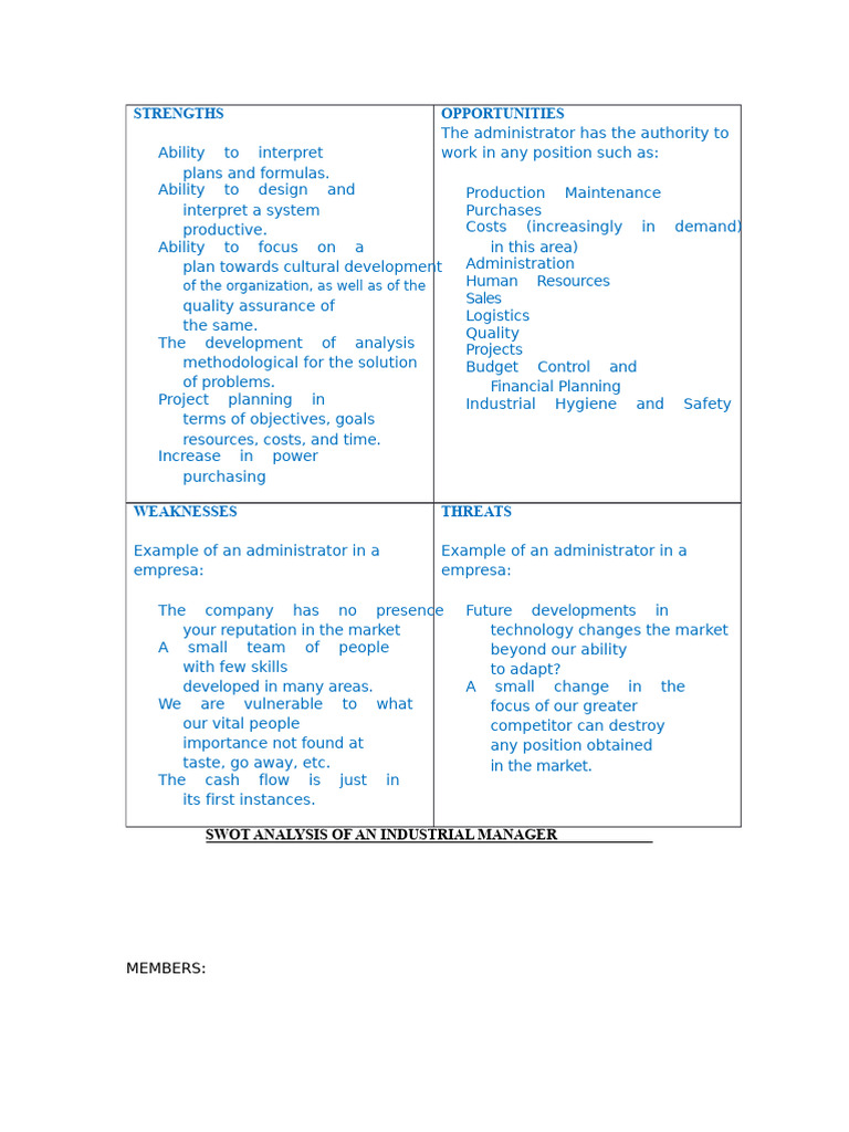 SWOT Analysis of An Administrator | PDF