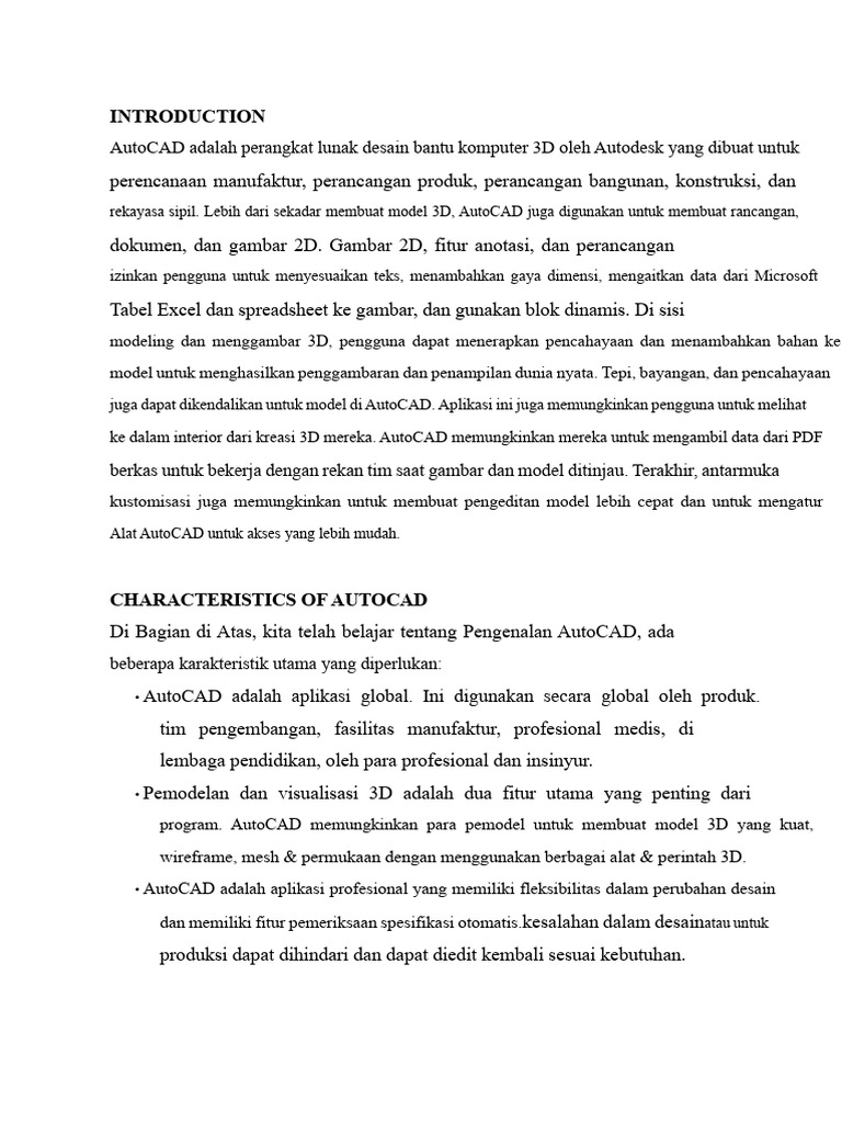 Fitur Utama dan Aplikasi AutoCAD | PDF