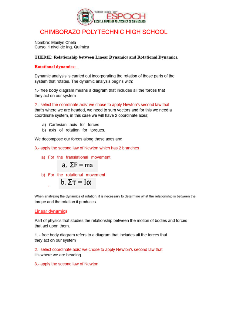 Linear vs Rotational Dynamics Explained | PDF | Rotation Around A Fixed ...