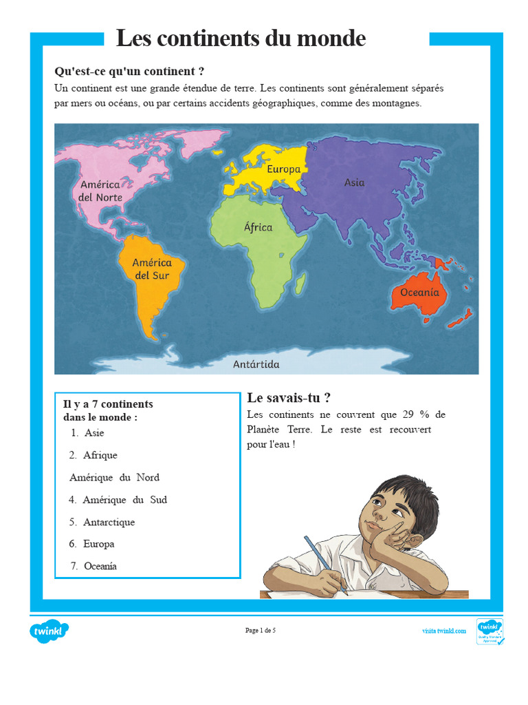 Les 7 continents du monde expliqués | PDF | Continent | Asie