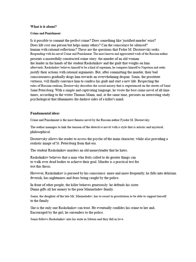 Crime and Punishment (Summary) | PDF | Crime And Punishment