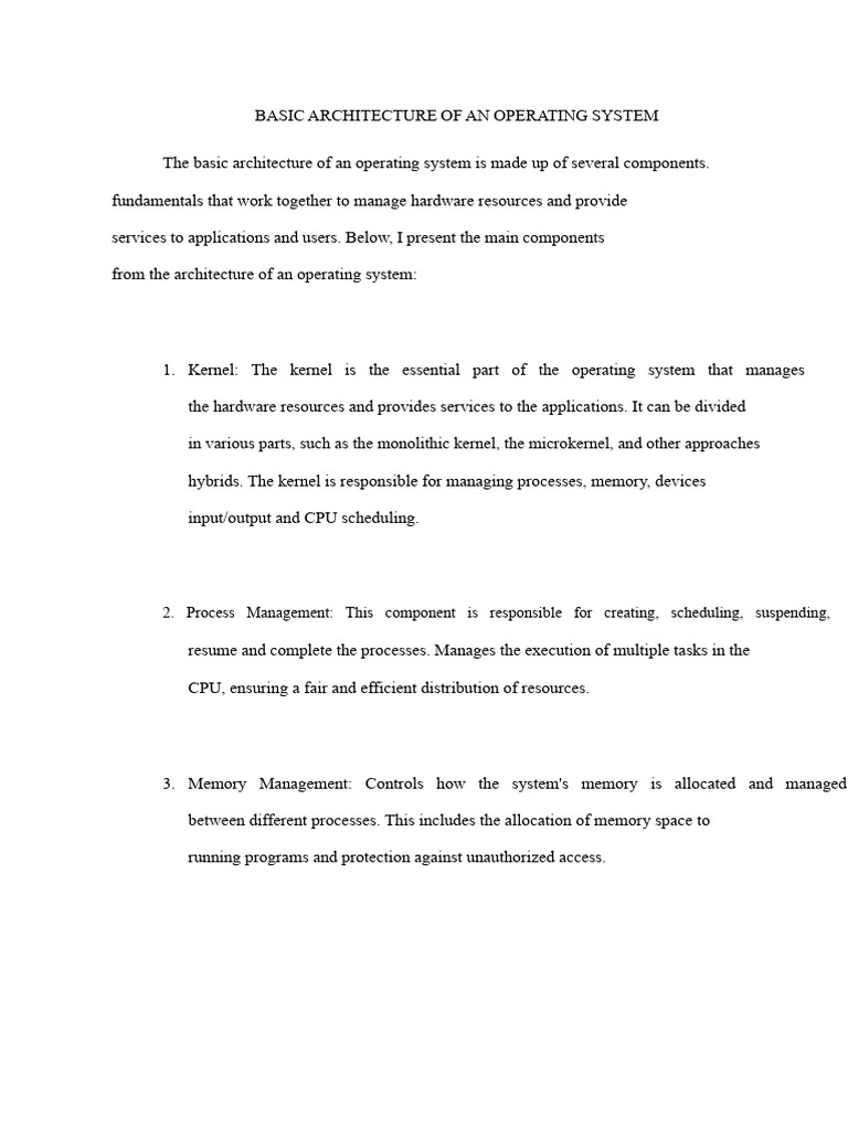 Basic Architecture of An Operating System | PDF | Operating System ...