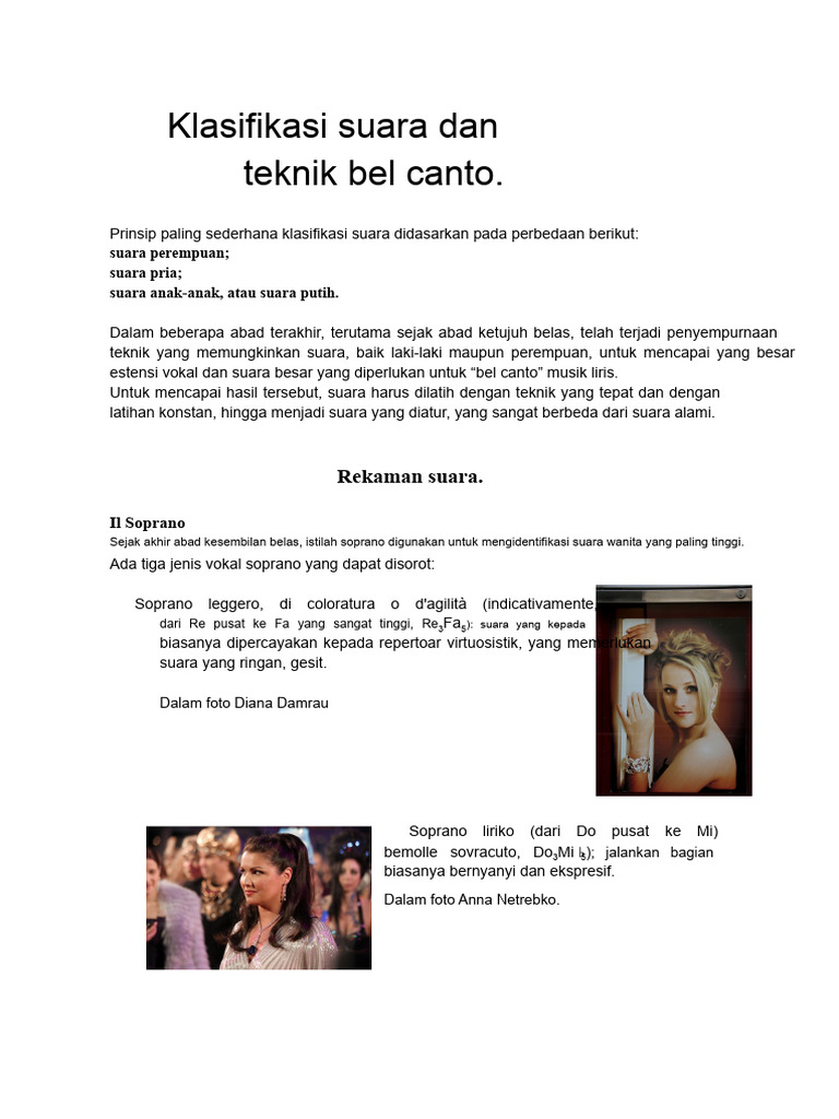 Klasifikasi Suara dalam Bel Canto | PDF