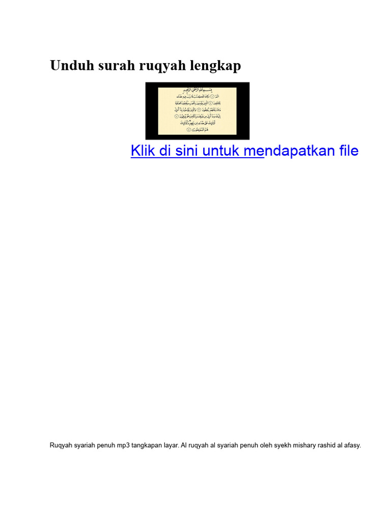 Unduh Ruqyah Syariah Lengkap MP3 | PDF