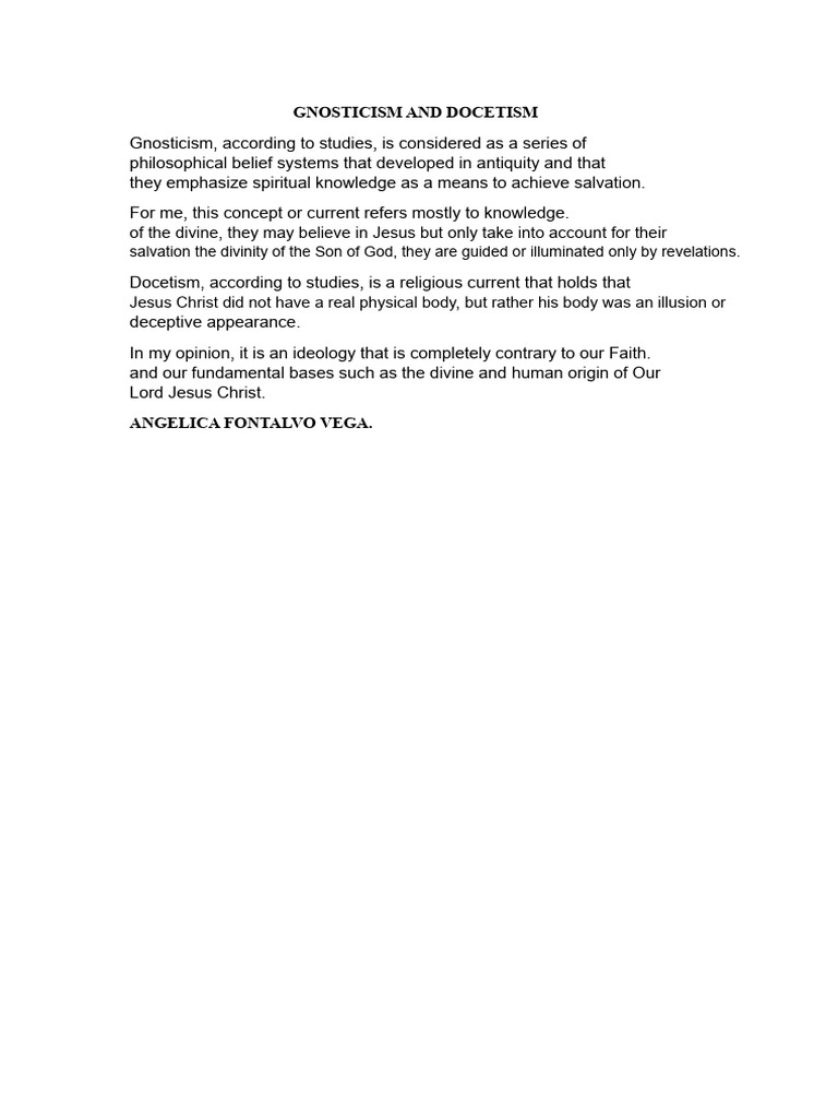 Gnosticism and Docetism | PDF