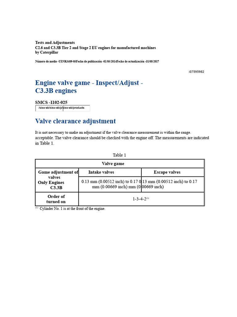 CAT 236D VALVE CALIBRATION | PDF | Engines | Internal Combustion Engine