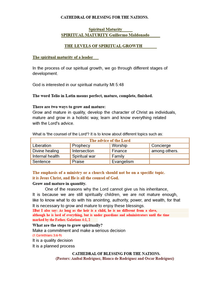 Spiritual Maturity in Leadership Guide | PDF | Religious Belief And ...