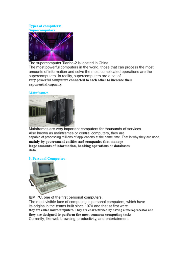 Types of Computers Explained | PDF | Personal Computers | Laptop