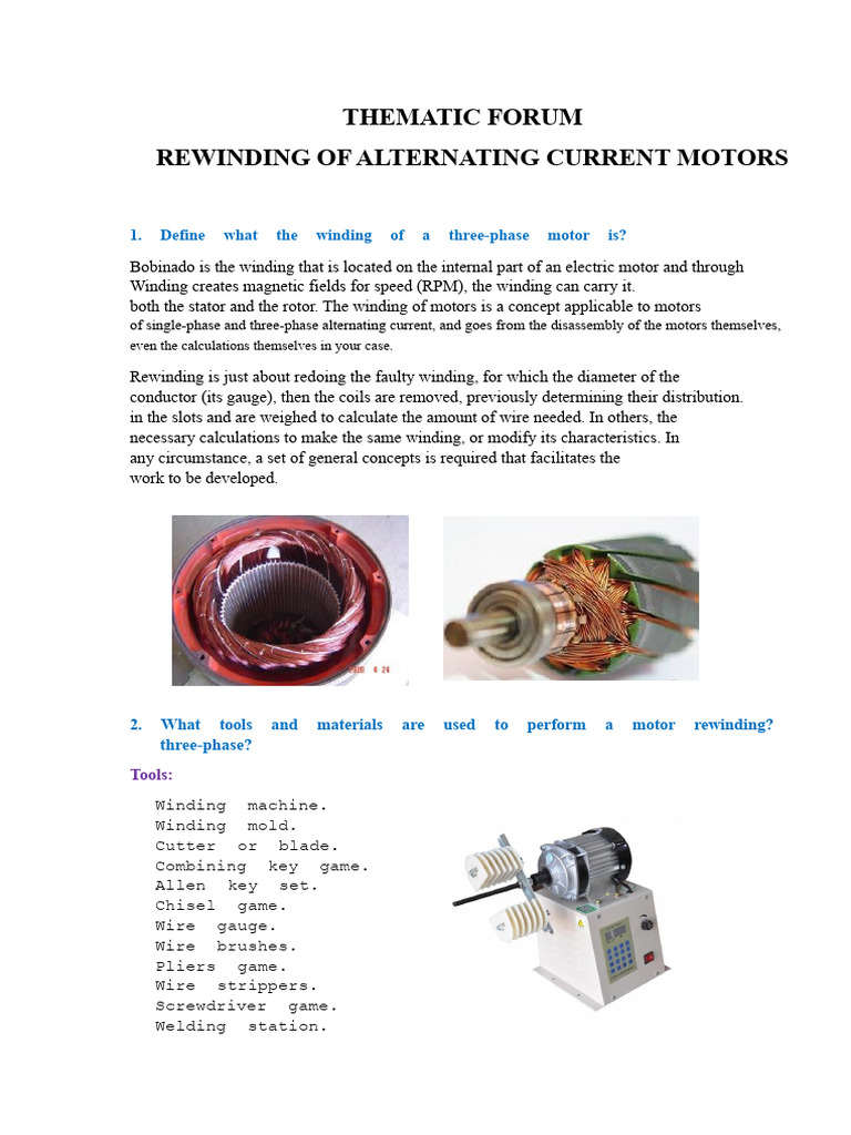 THEMED FORUM ON REWOUND ALTERNATING CURRENT MOTORS | PDF | Electric ...