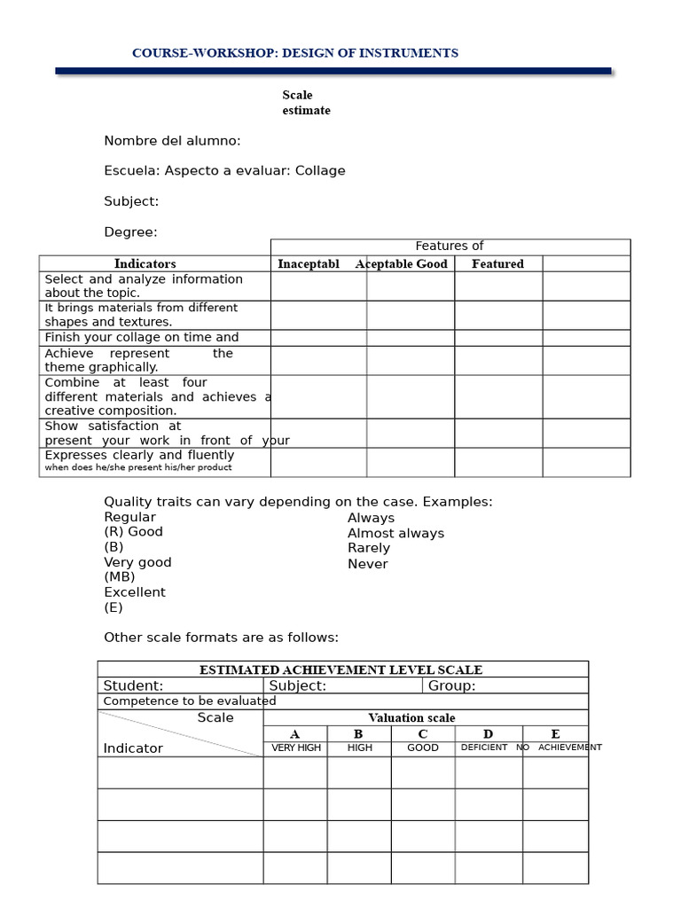 Example of Estimative Scale | PDF | Psychology | Psychological Concepts