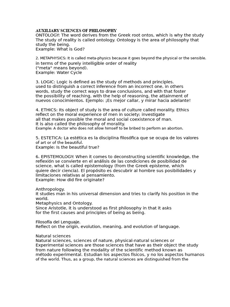 Auxiliary Sciences of Philosophy | PDF | Socrates | Metaphysics