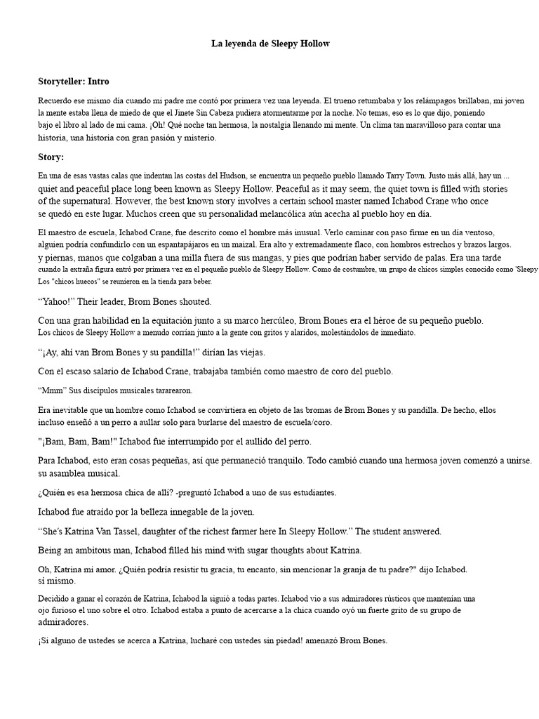 La Leyenda de Sleepy Hollow (FINAL) - SCRIPT | PDF | La leyenda de ...
