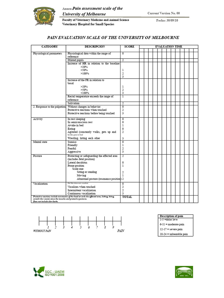 University of Melbourne Pain Scale | PDF | Pain | Medicine