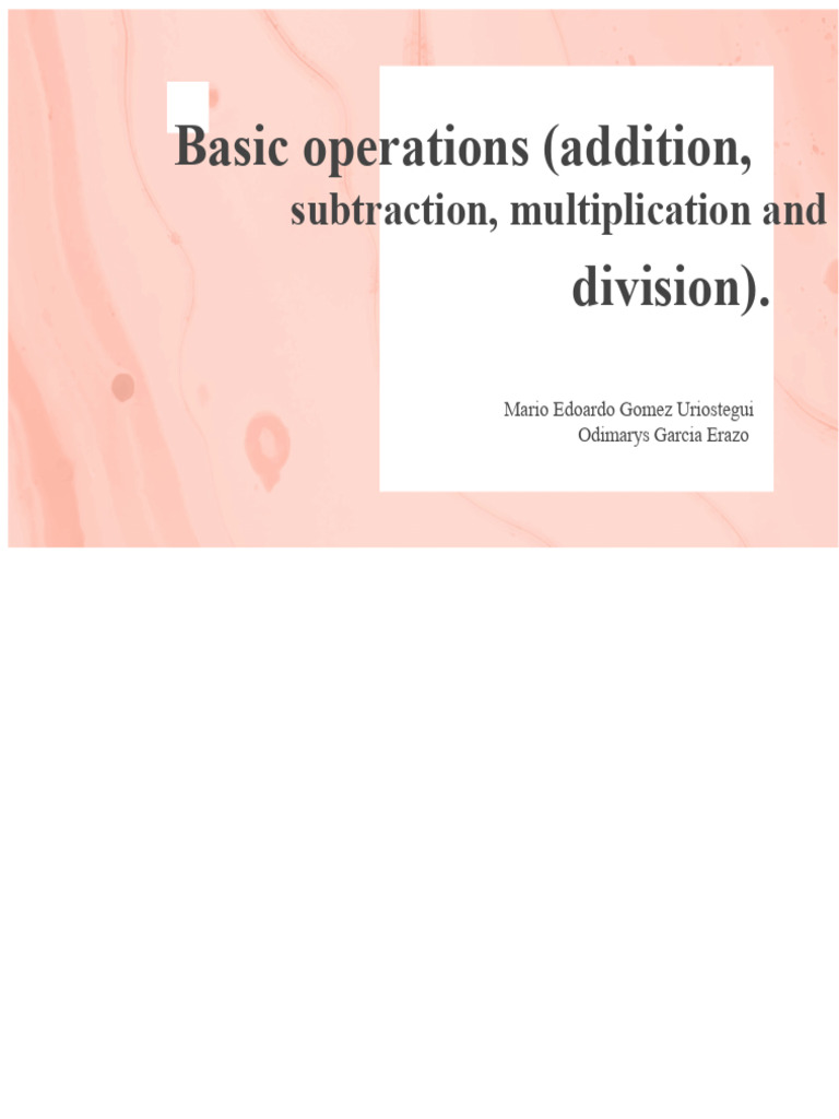 1.3 Basic Operations (Addition, Subtraction, Multiplication, and ...