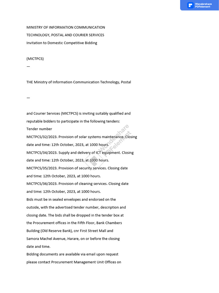 Ministry of Information Communication | PDF