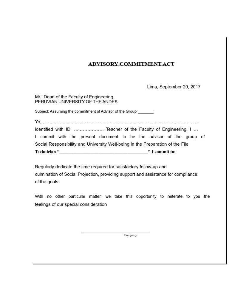 Letter of Commitment Advisor Doc | PDF