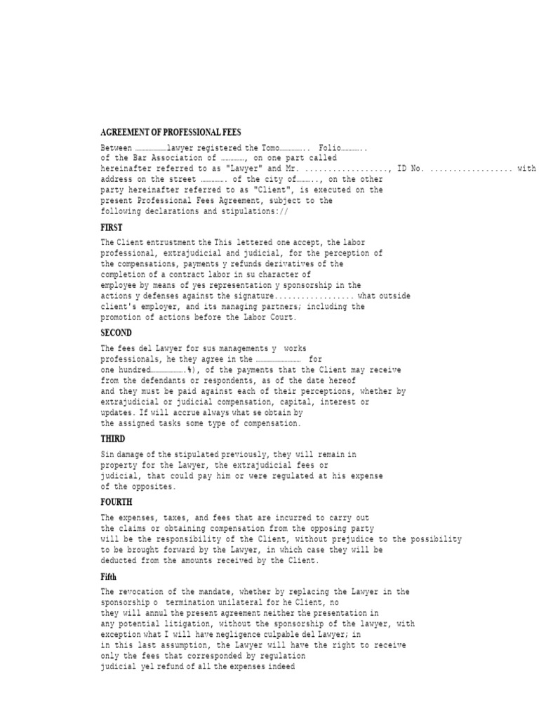 540 Professional Fees Agreement Contingency Fee Agreement | PDF ...