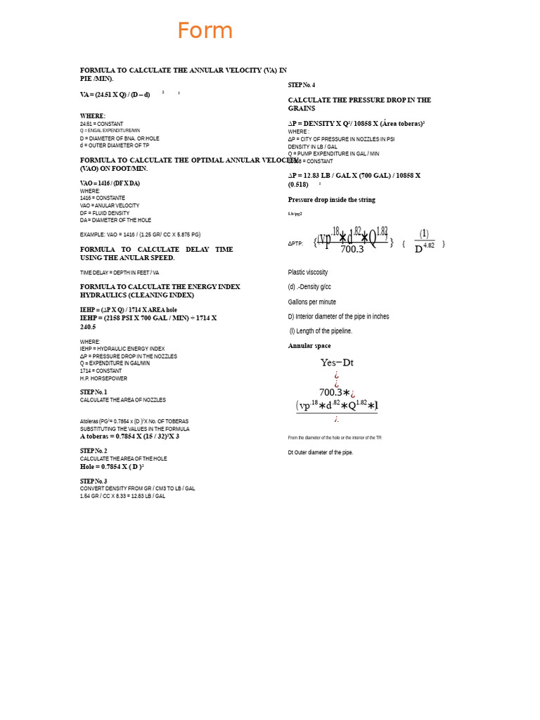 Formula to Calculate Annular Velocity | PDF | Pressure | Gases