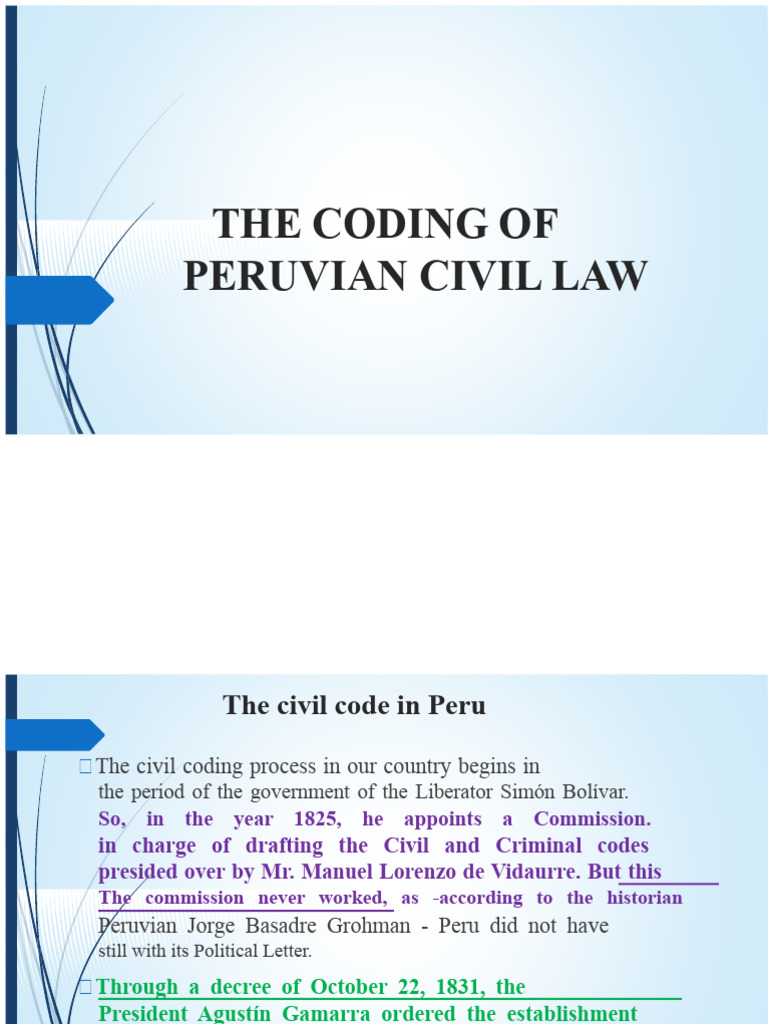 History of Peruvian Civil Law Codes | PDF | Government | Justice
