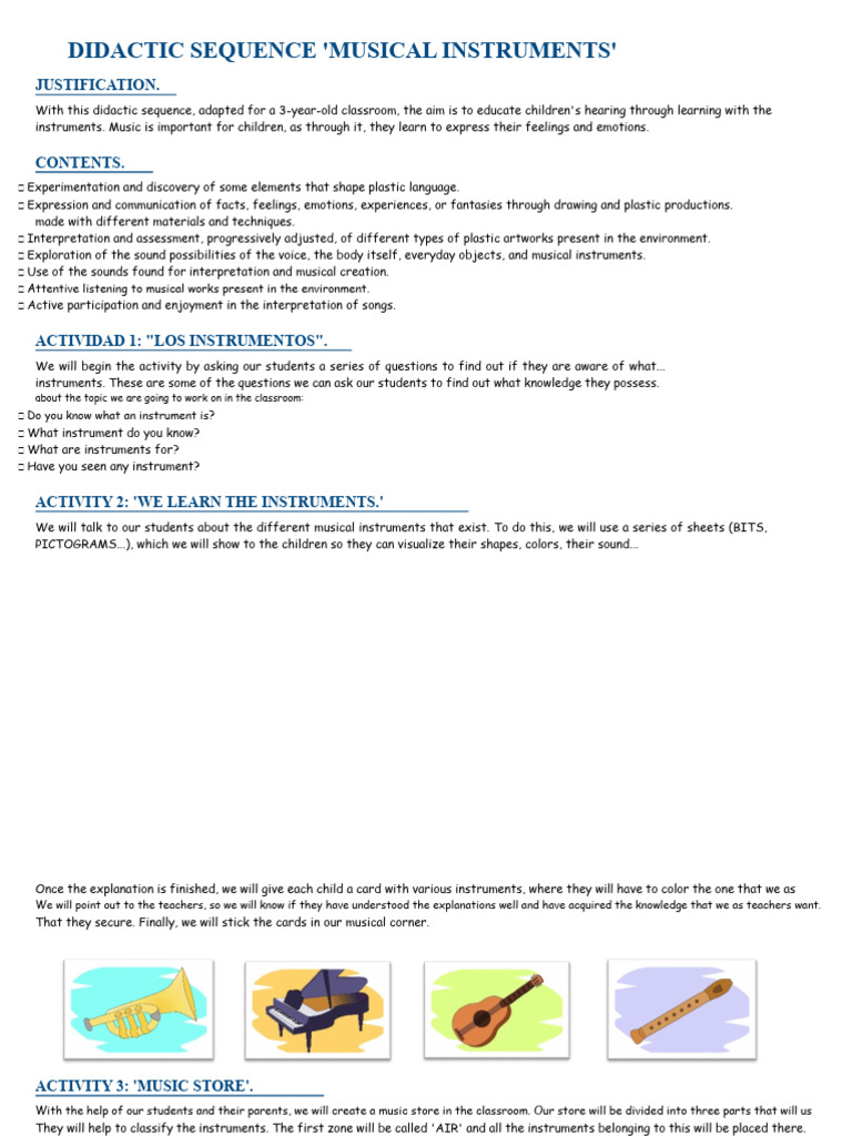 Didactic Sequence Musical Instruments | PDF | Musical Instruments ...