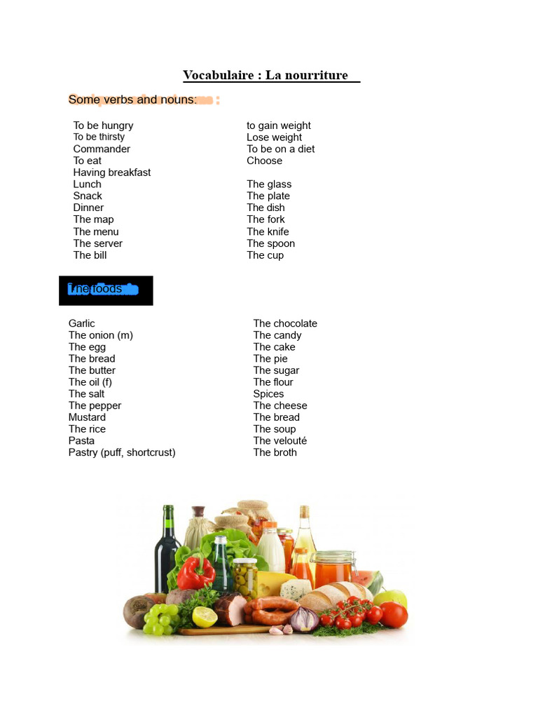 French Food Vocabulary Guide | PDF | Fruit | Drink
