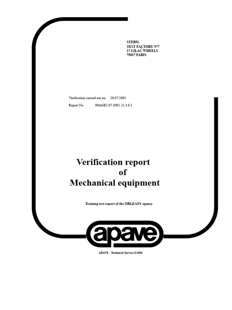 APAVE Mechanical Equipment Inspection Report | PDF | Elevator ...