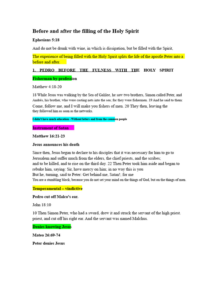 Before and After The Fullness of The Holy Spirit | PDF | Acts Of The ...