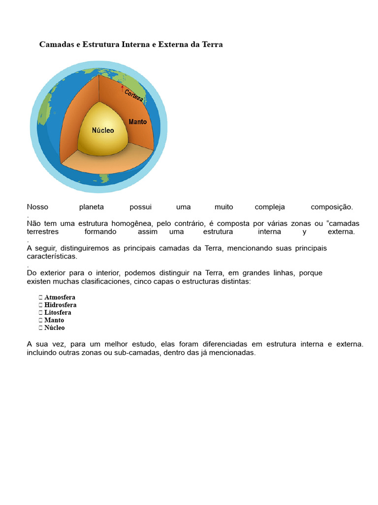 Camadas da Terra: Estrutura e Composição | PDF | Terra | Atmosfera