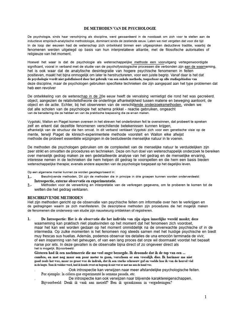 De Methoden Van de Psychologie | PDF