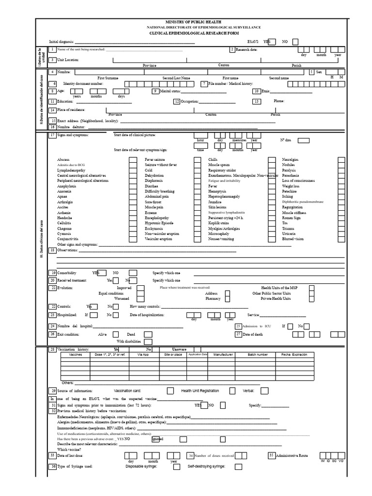 Clinical Epidemiological Research Form | PDF | Dehydration | Diseases ...