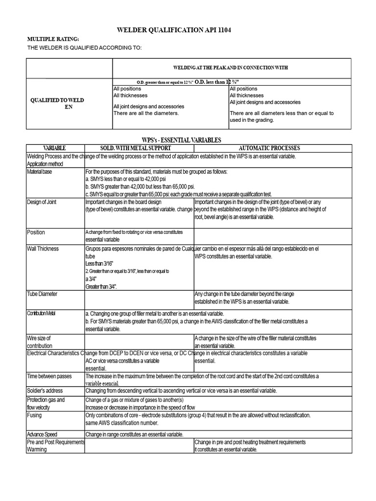 Acceptance and Rejection Criteria According To API 1104 | PDF | Welding ...
