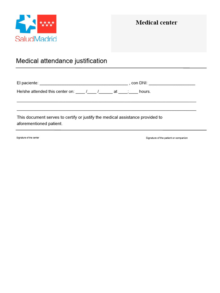 Medical Attendance Justification Form | PDF