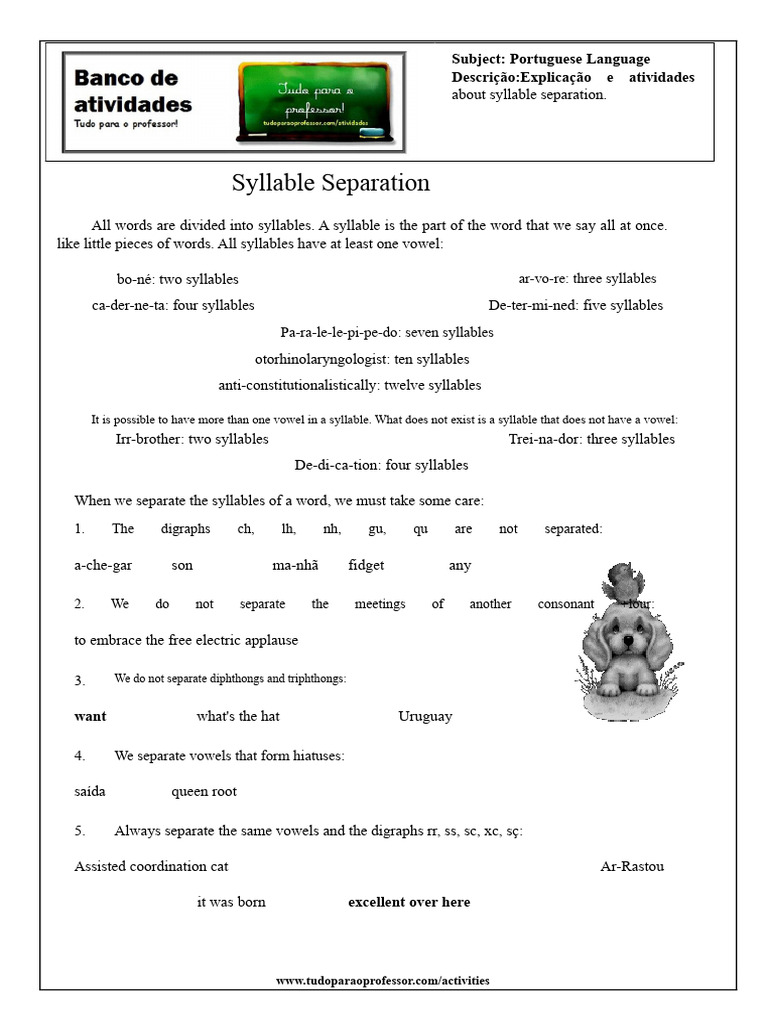 Syllable Separation | PDF | Syllable | Vowel