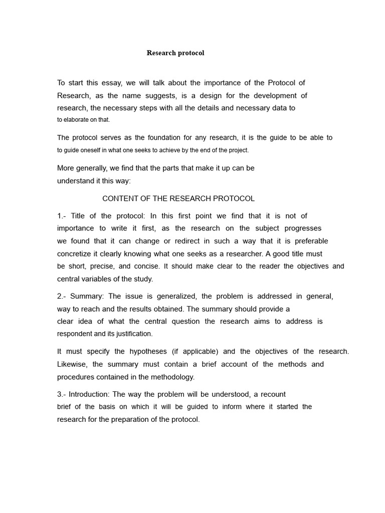 The research protocol | PDF | Methodology | Theory