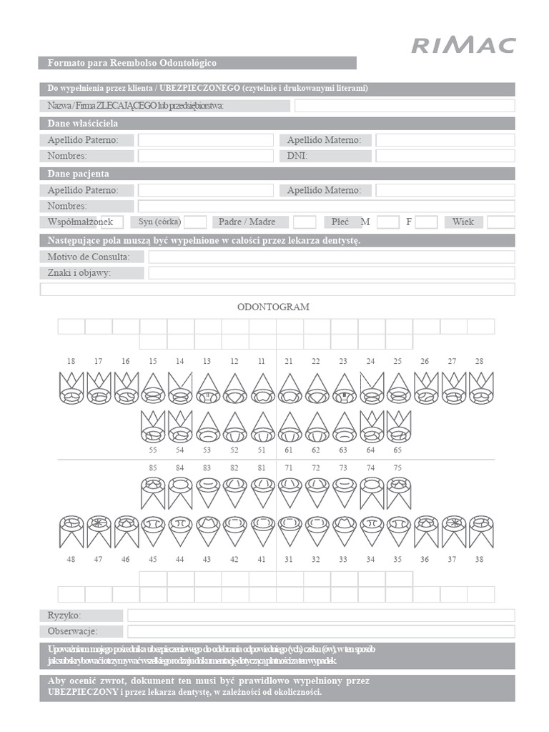 Rimac Eps Odontogram | PDF