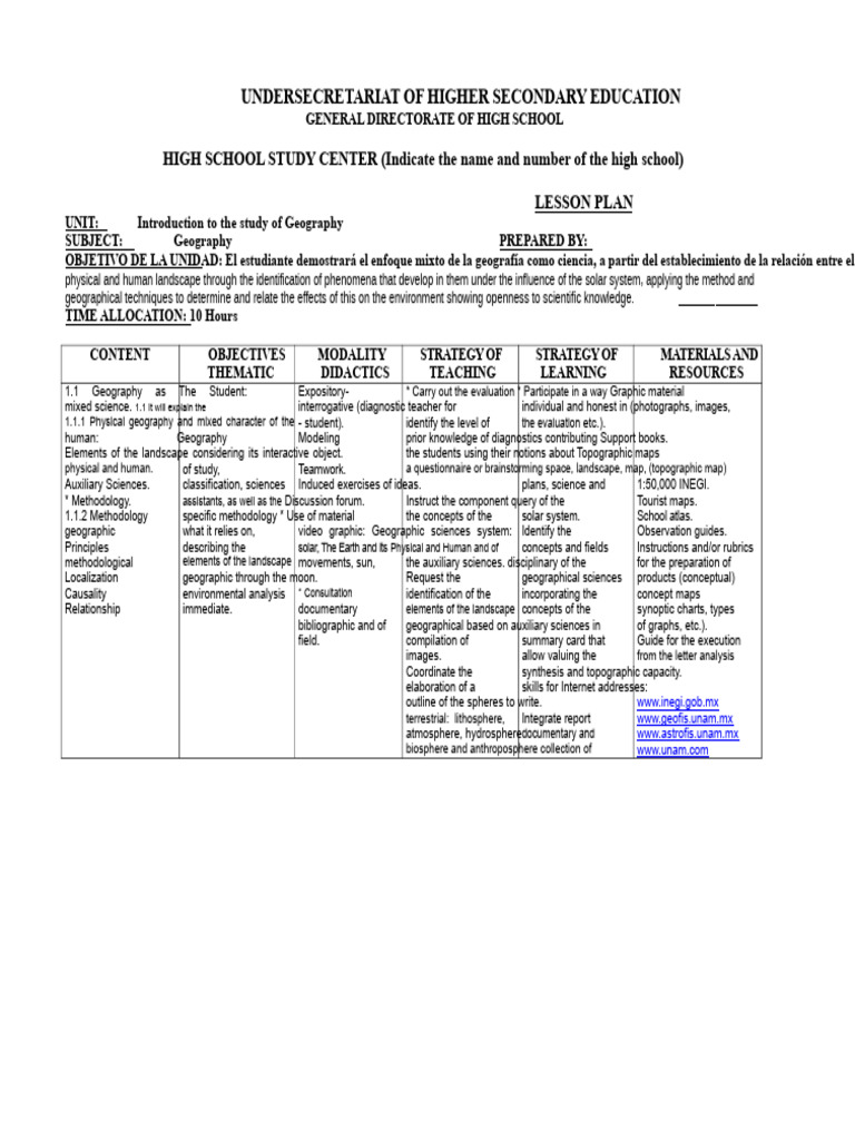 Geography Lesson Plan for High School | PDF | Climate | Geography