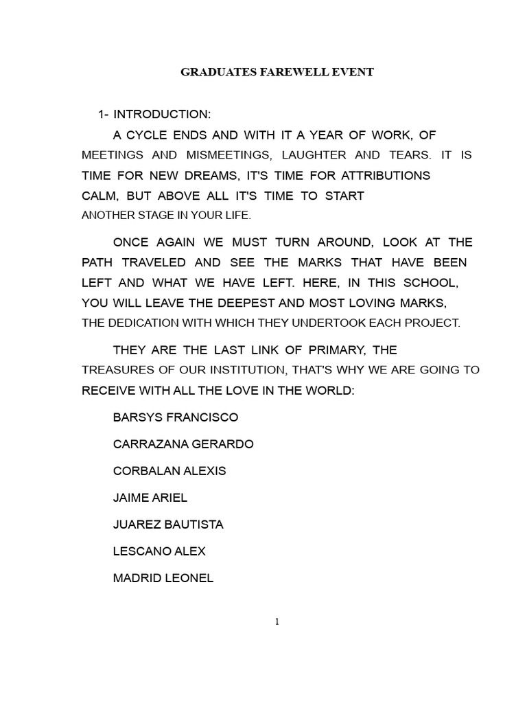 Graduation Farewell Ceremony | PDF