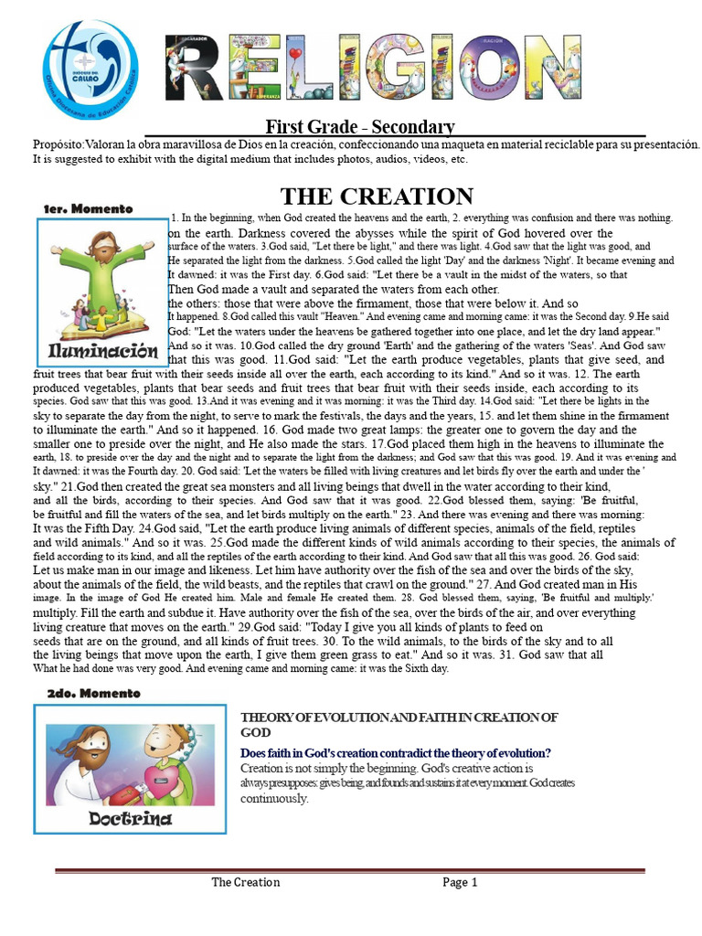 God's Creation: A First Grade Project | PDF | Genesis Creation ...