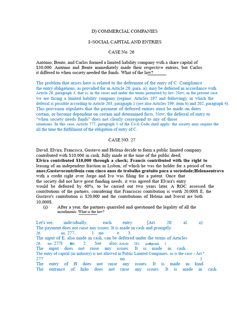 Practical Cases Resolved Commercial Companies | PDF | Partnership ...