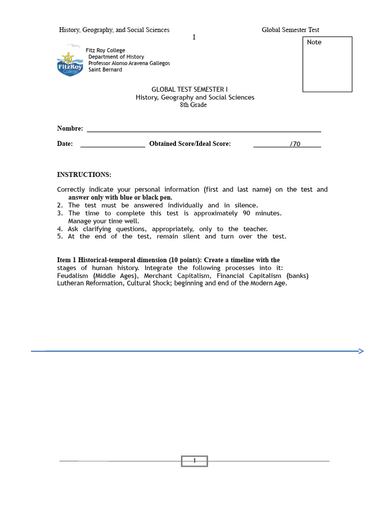 8th Grade Global History Test | PDF | Multiple Choice | Renaissance