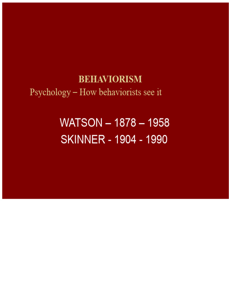 BEHAVIORISM - PowerPoint Presentation | PDF | Behaviorism | Reinforcement