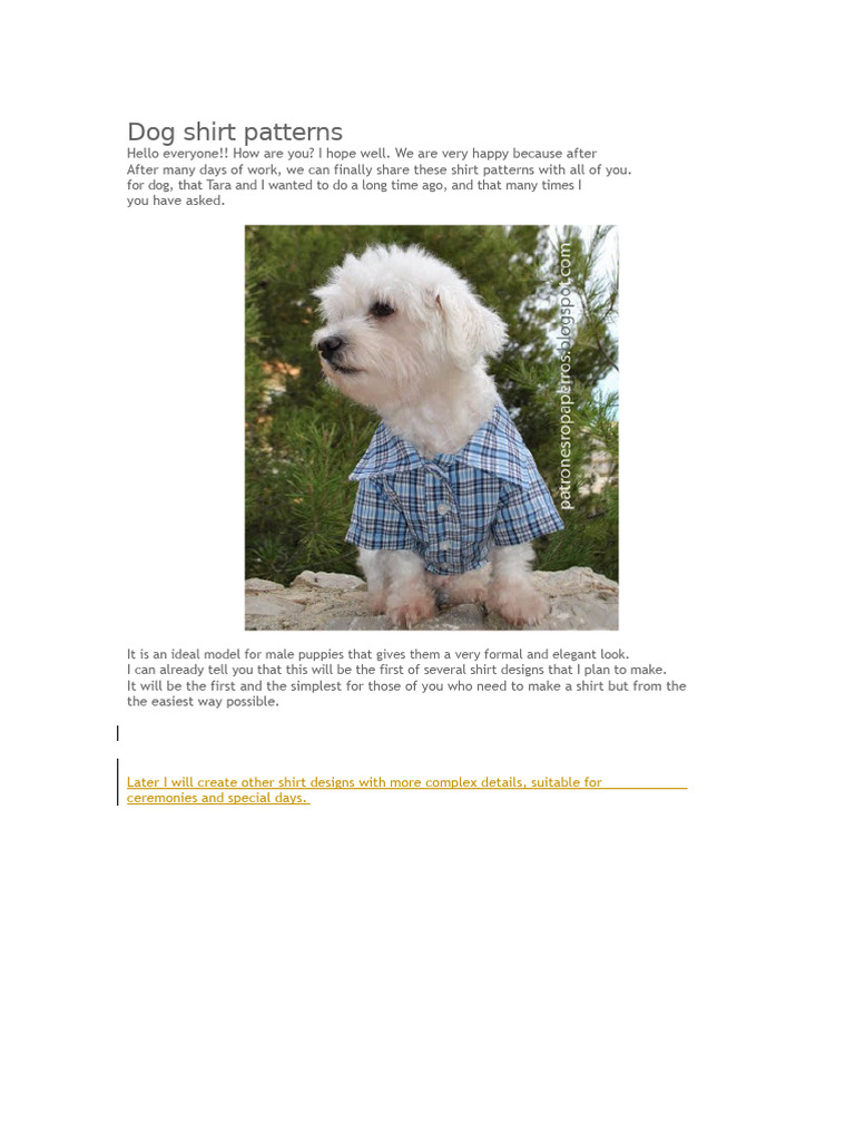 DIY Dog Shirt Patterns and Instructions | PDF | Seam (Sewing) | Shirt