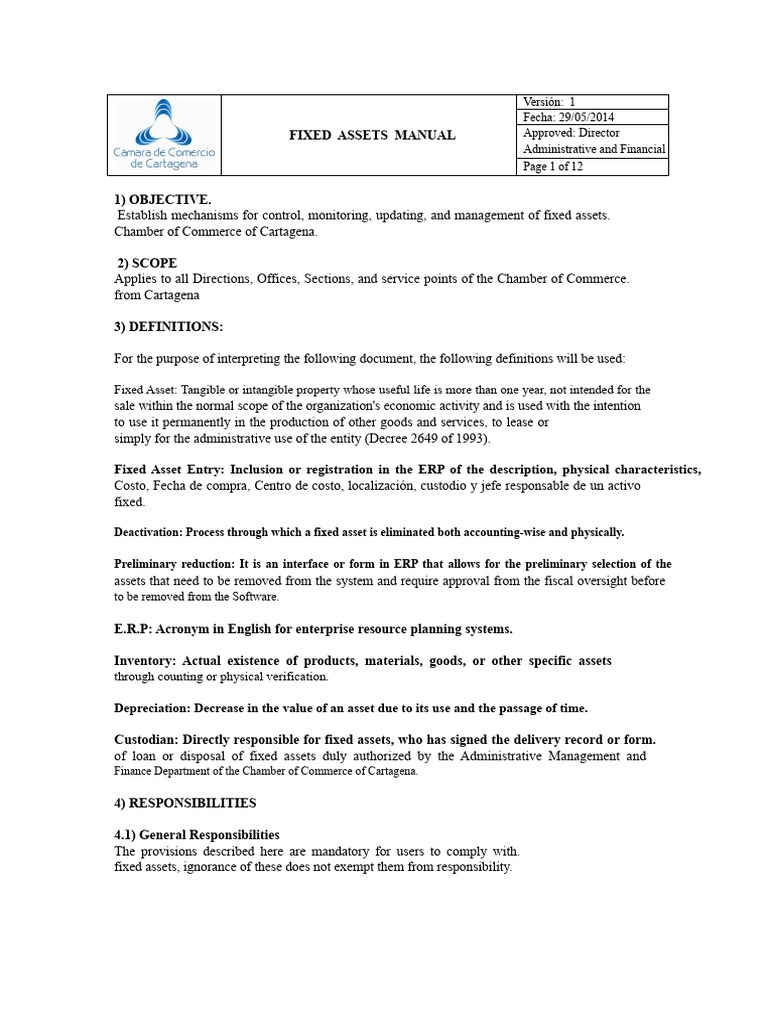 Fixed Assets Management Manual | PDF | Business | Business Economics