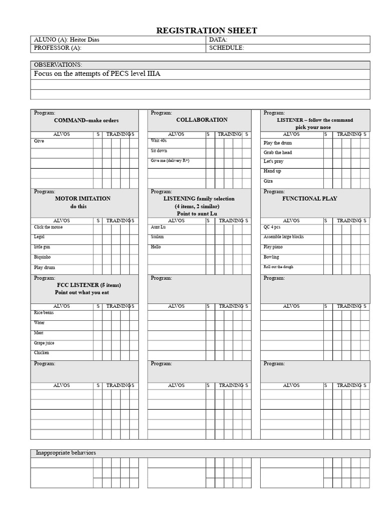 Training Record Sheet Tab | PDF | Foods