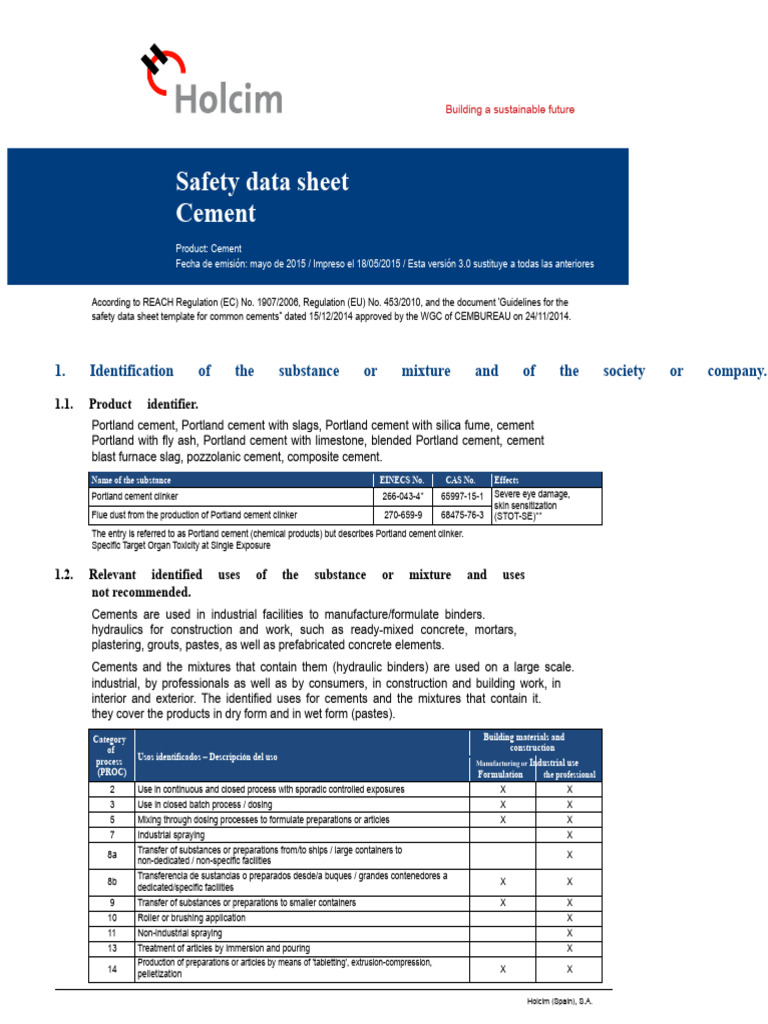 FDS Holcim Cement | PDF | Cement | Personal Protective Equipment