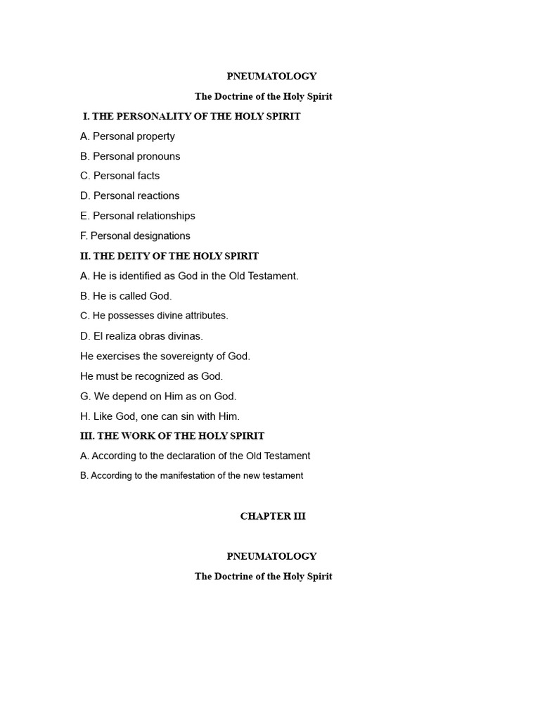 PNEUMATOLOGY Study of The Holy Spirit | PDF | Baptism | Jesus