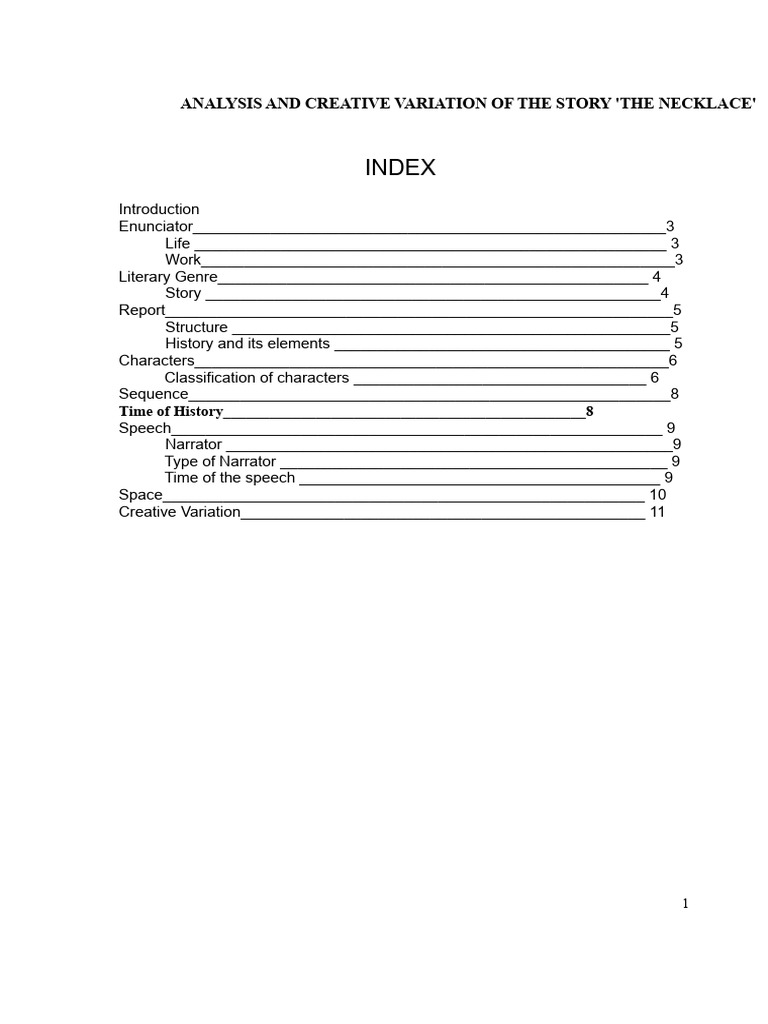 Analysis and Creative Variation of The Story The Necklace | PDF | Guy ...
