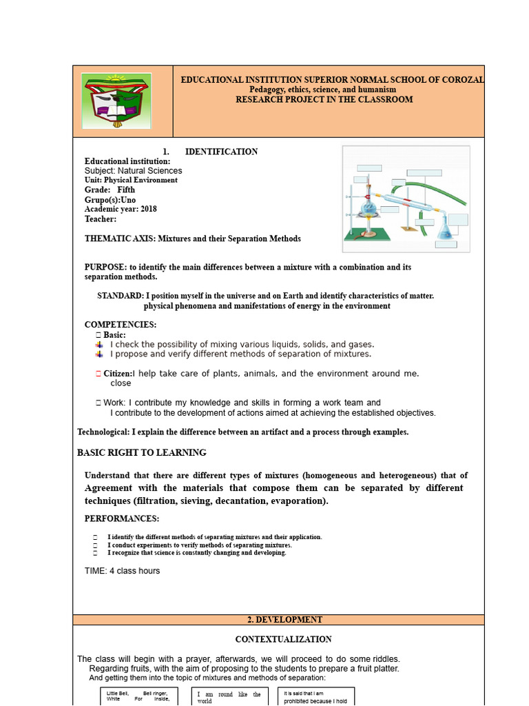 Class Plan Mixtures | PDF | Mixture | Filtration